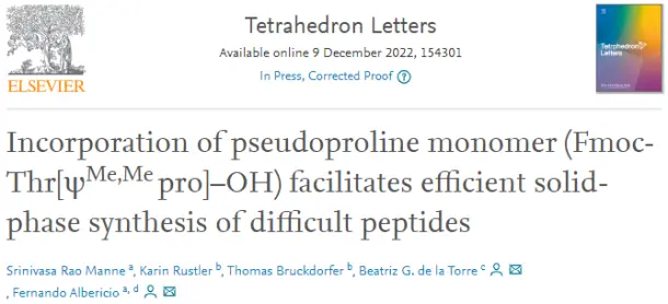 Incorporation of pseudoproline monomer (Fmoc-Thr[ψMe,Mepro]–OH ...